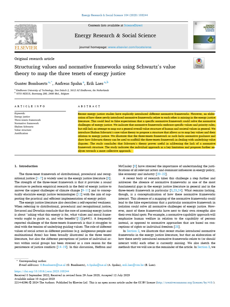 Structuring Values and Normative Frameworks Using Schwartz's Value ...