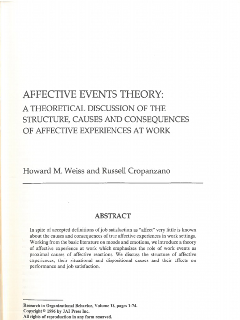 AffectiveEventsTheory WeissCropanzano | PDF