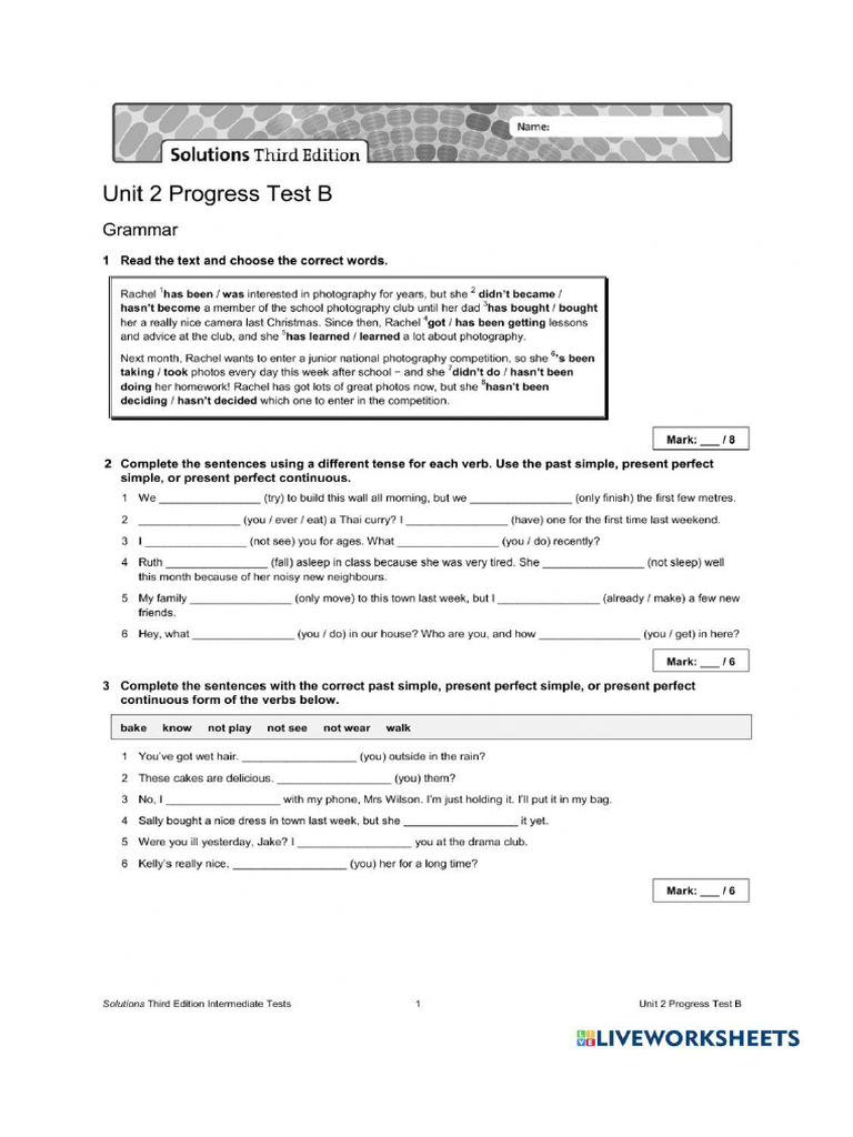 Progress Test 2b | PDF