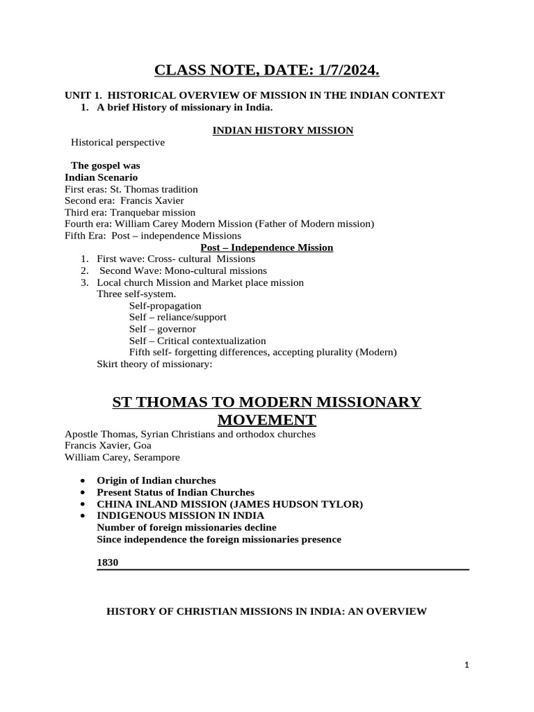 Classnote | PDF | Christian Mission | Catholic Church
