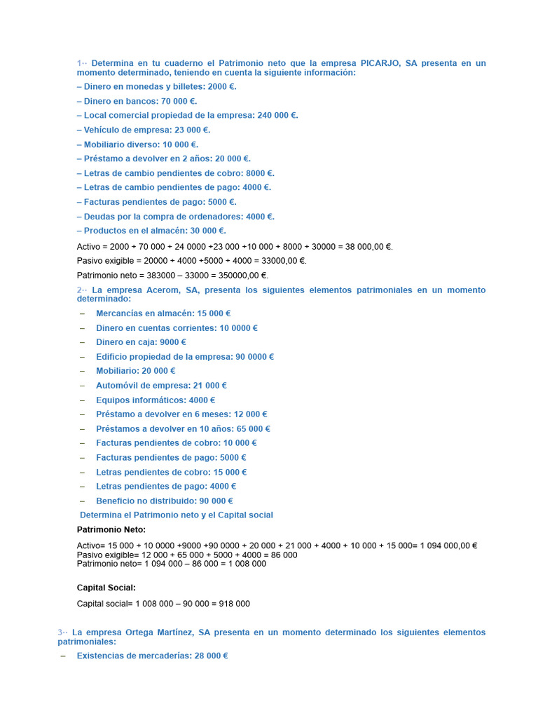 Ejercicios Repaso UT1 Resueltos | PDF | Hoja de balance | Valor neto