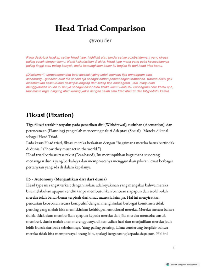 Head Triad Comparison 5 6 7 Vouder-1 2 | PDF