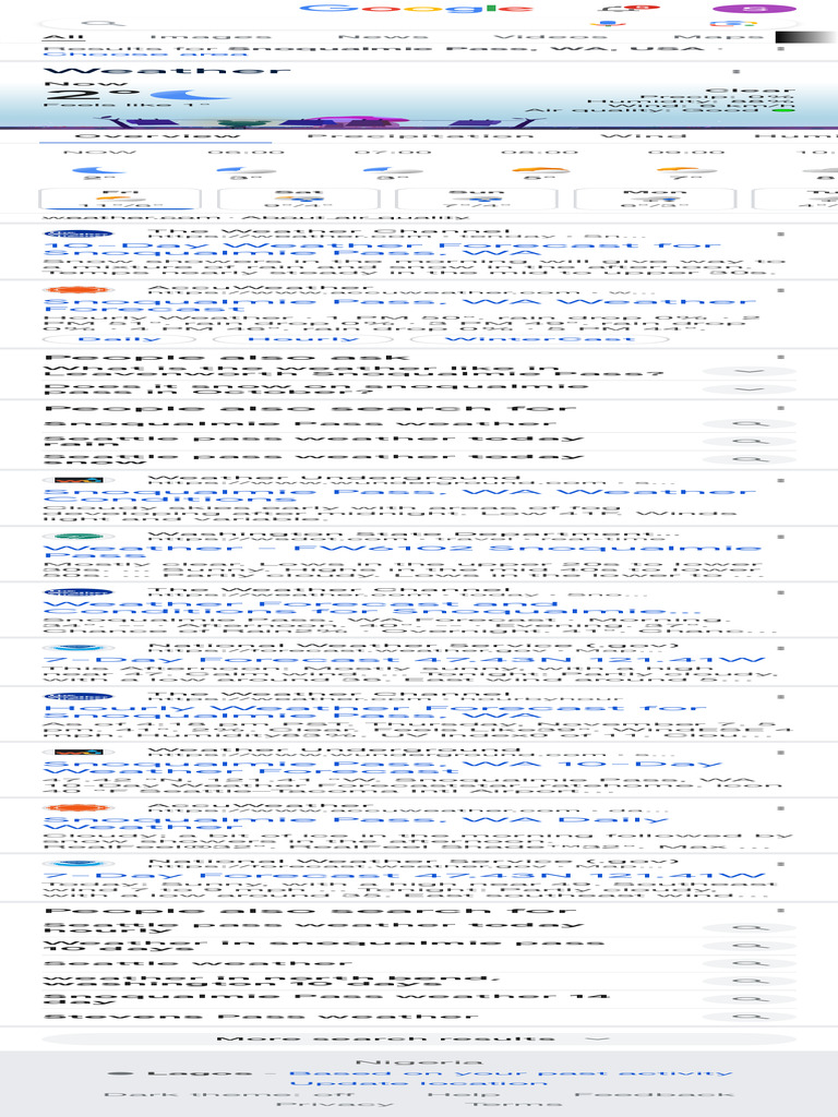 Seattle Pass Weather Today - Google Search | PDF | Weather | Rain