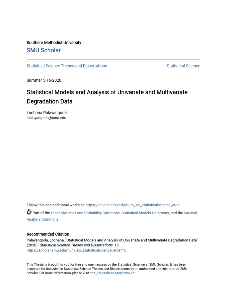 SMU Scholar SMU Scholar | PDF | Mean Squared Error | Statistical Models