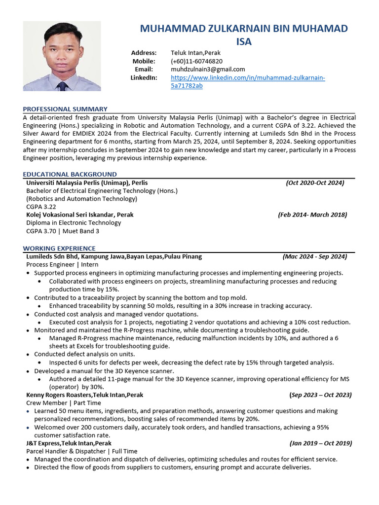 Resume Muhammad Zulkarnain Bin Muhamad Isa. | PDF | Home Automation | Computing
