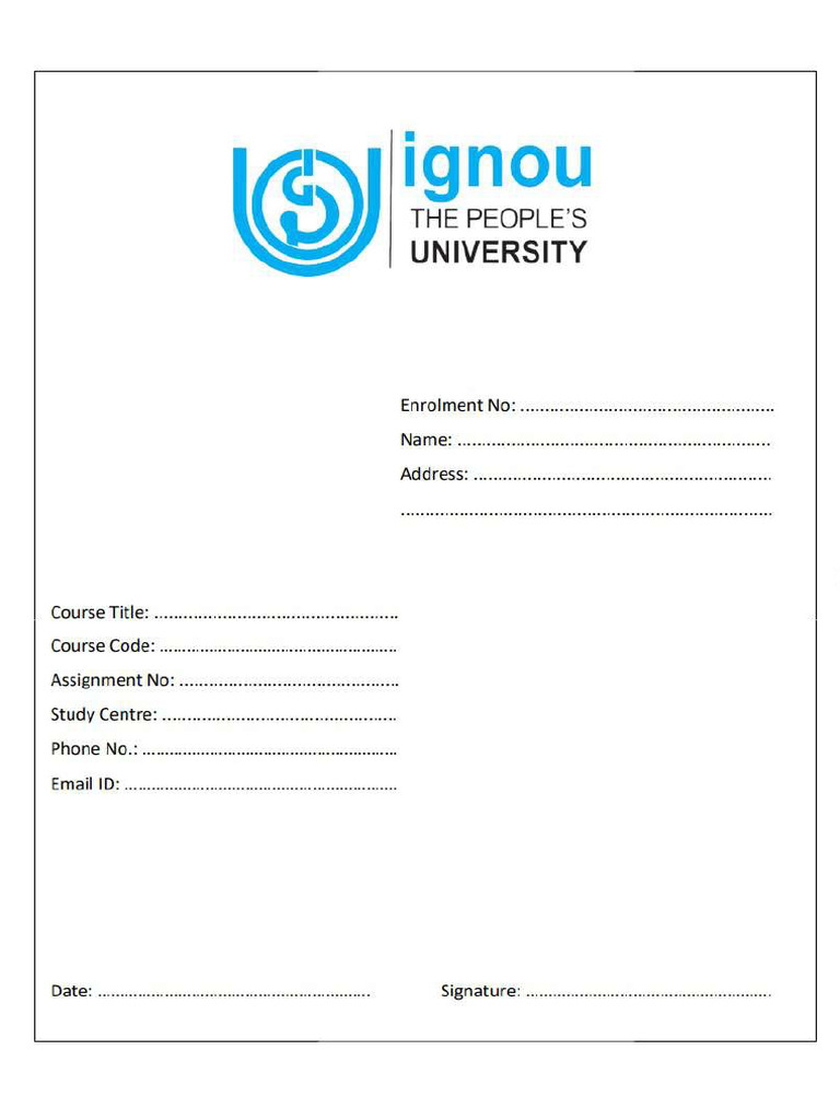 Ignou Assignment Front Page Format | PDF