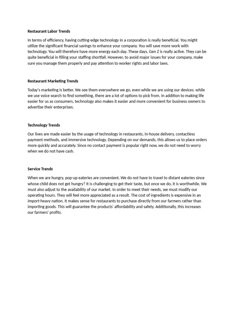 Restaurant Labor Trends | PDF