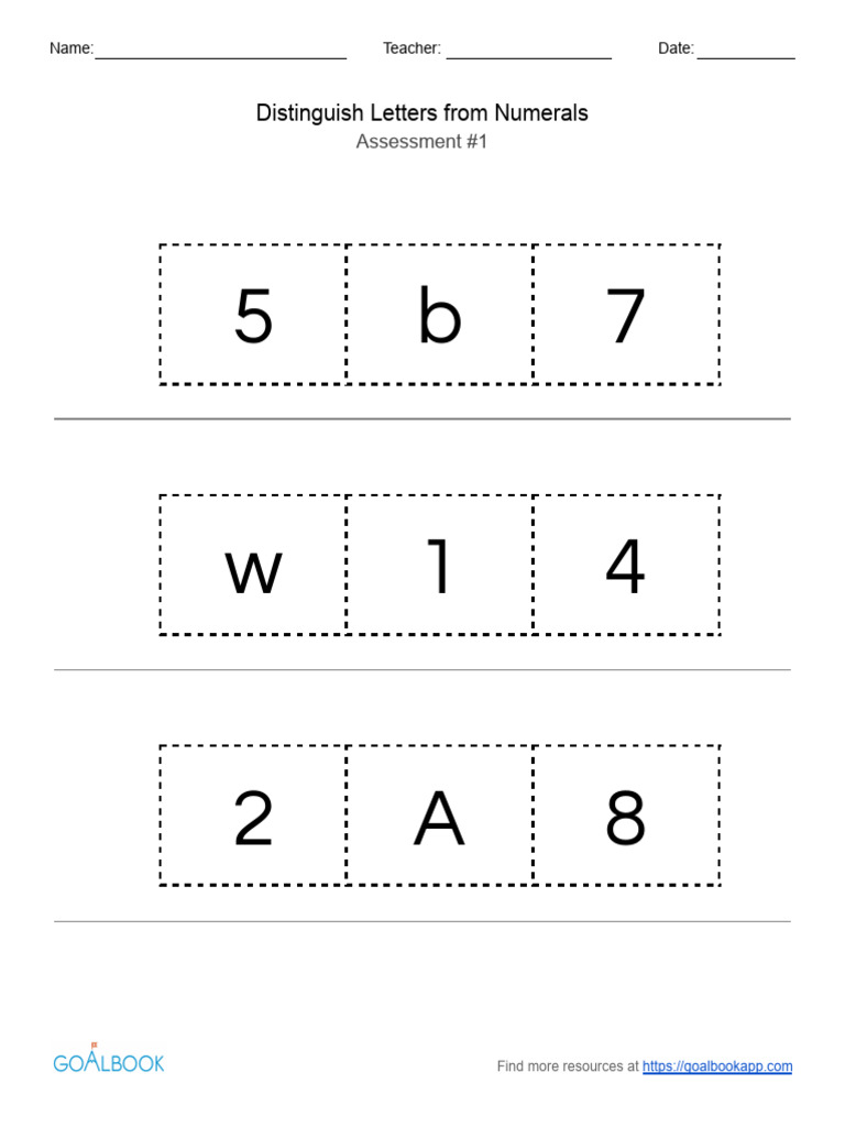 Distinguish Letters From Numerals: Assessment #1 | PDF | Educational ...