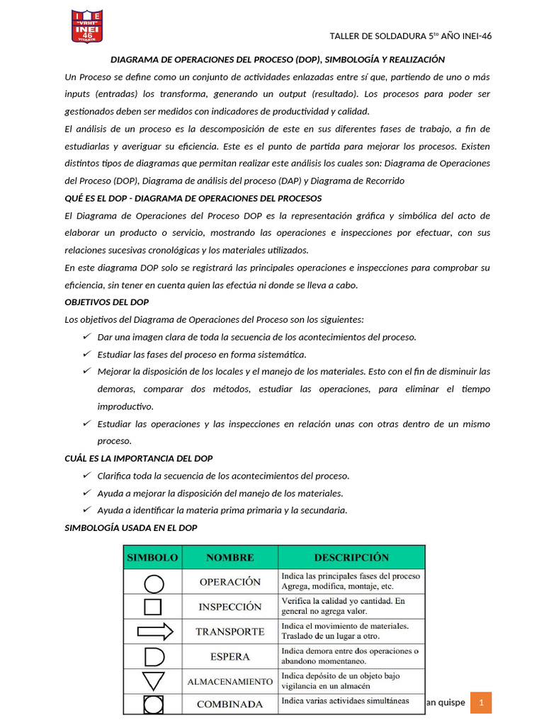 Diagrama de Operaciones Del Proceso (Dop) | PDF