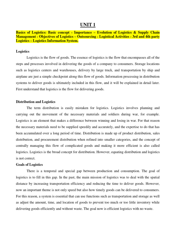 5504 - Logistics Management - First CIA Study Material | PDF ...