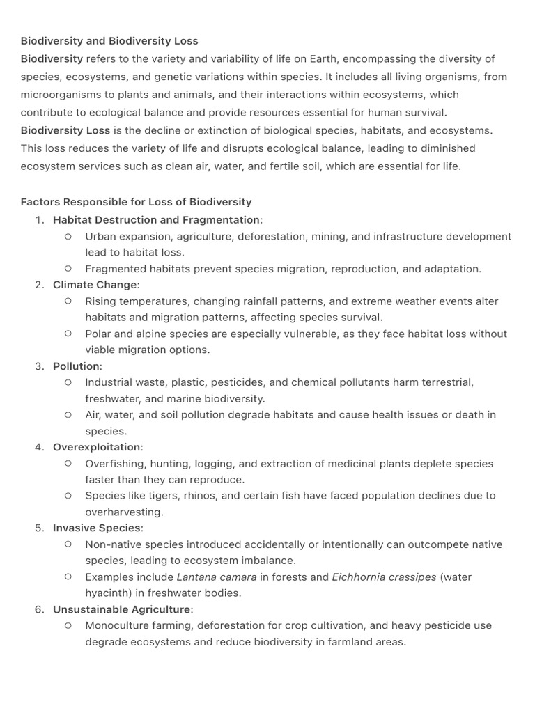 Biodiversity and Biodiversity Loss | PDF | Biodiversity | Habitat ...