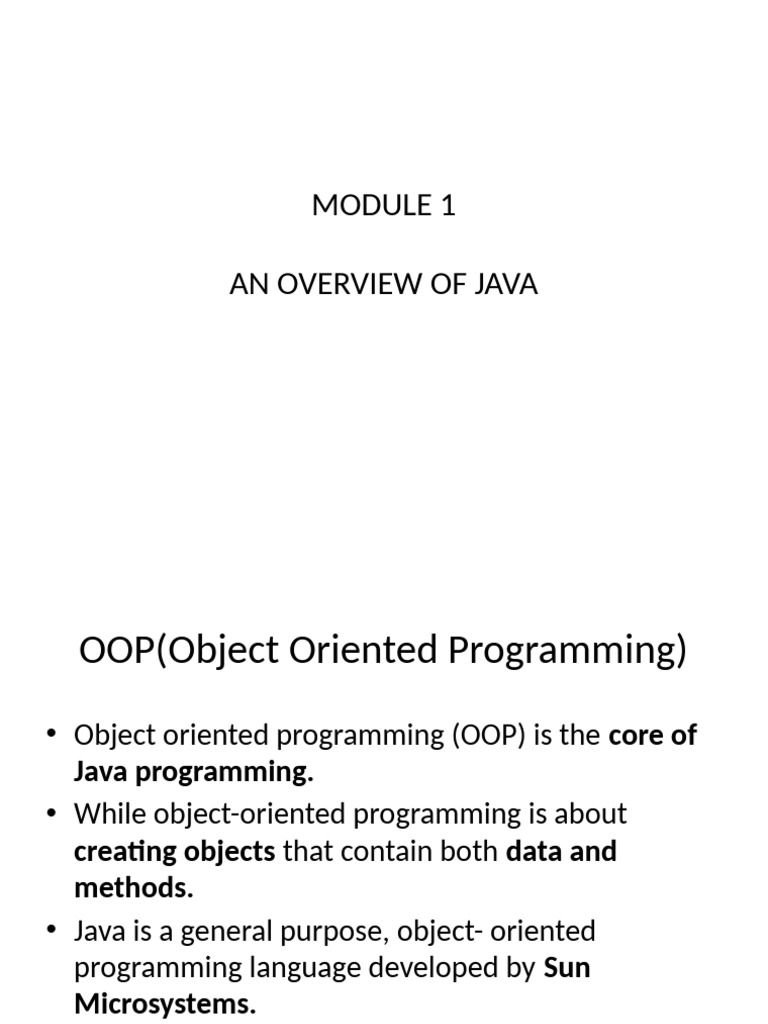 MOD1 PPT-chap 1 | PDF | Java (Programming Language) | Object Oriented ... MOD1 PPT-chap 1 | PDF | Java (Programming Language) | Object Oriented ...