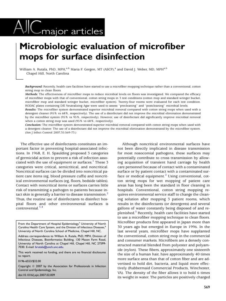 Microbiologic Evaluation of Microbiologic Mops - Rutala | PDF ...