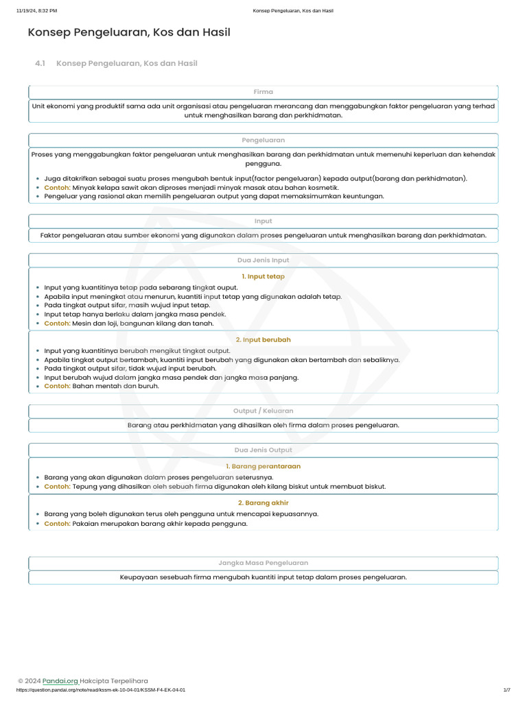 Input Tetap, Keluaran Marginal, Kos | PDF