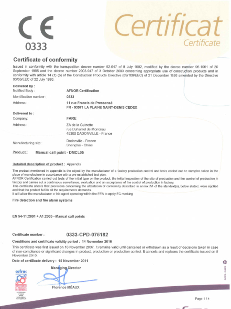 TDMOCL Certificato CE-CPD 1 | PDF