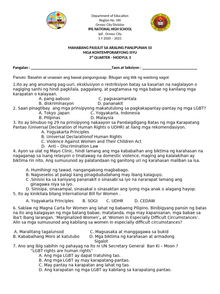 q3 ASSESSMENT M3 | PDF