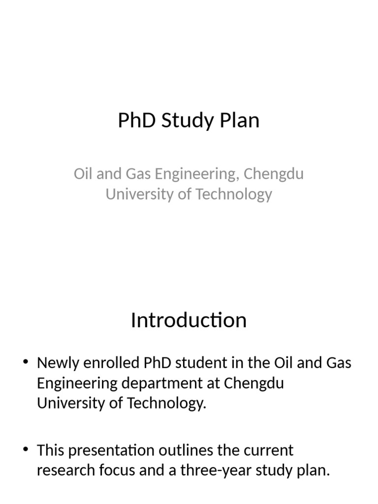 PHD Study Plan Oil and Gas Engineering | PDF