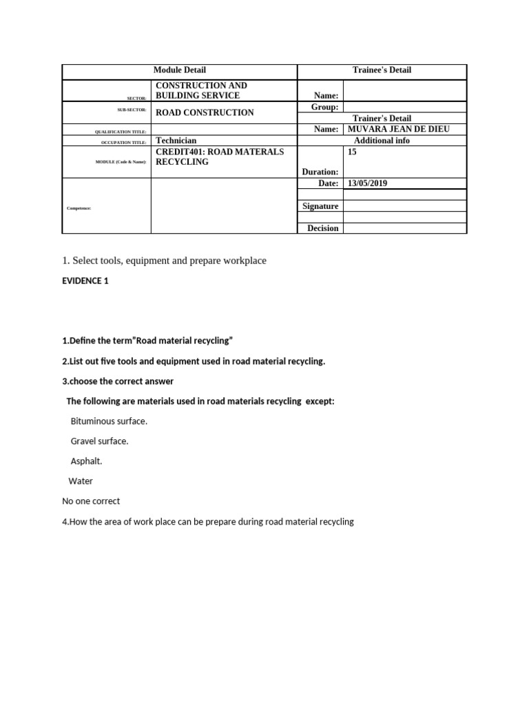 Road Matrial Recycling Ass1 | PDF | Business | Technology & Engineering