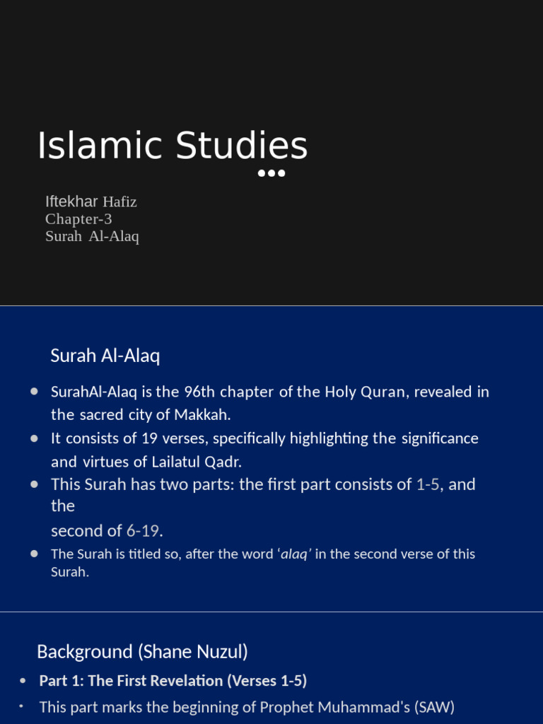 Islamic Studies Surah Al Alaq | PDF | Philosophy