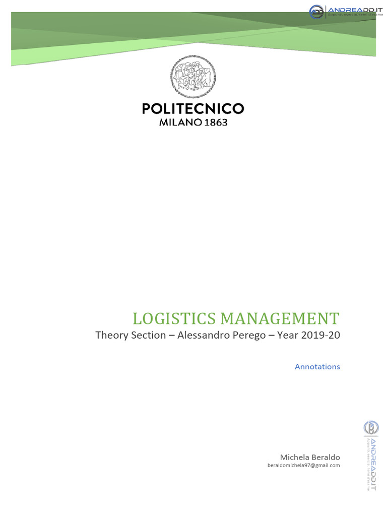 Logistics Management | PDF | Warehouse | Logistics