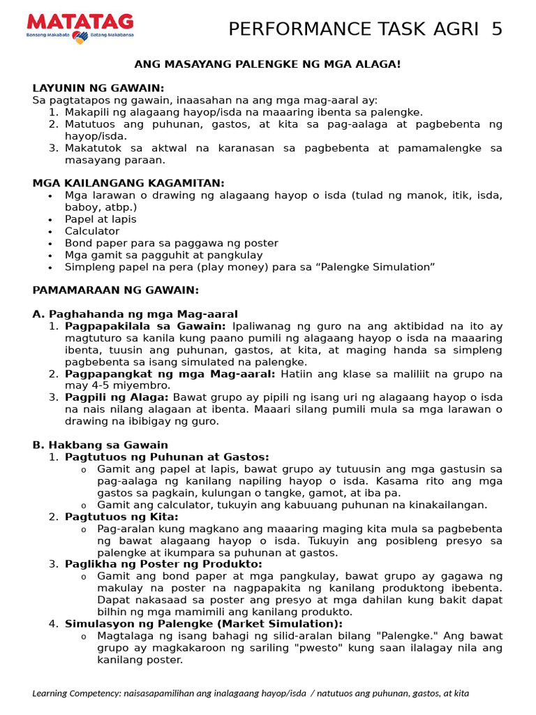 Performance Task Agri 5 - Task 4 | PDF