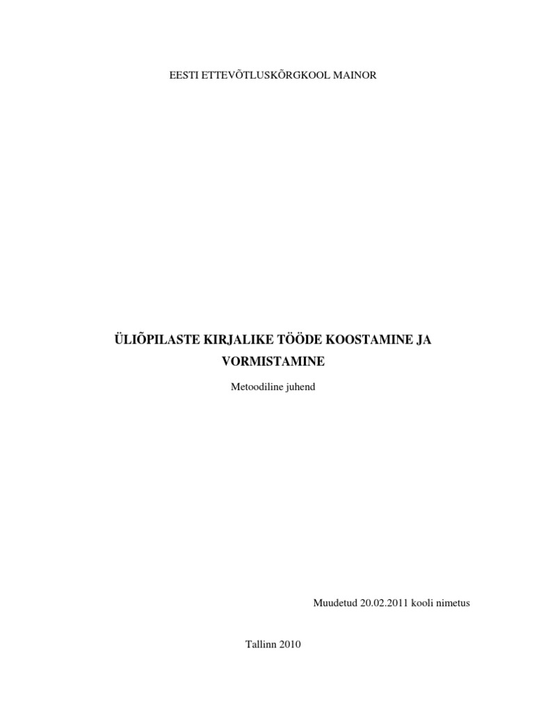 Vormistamise Juhend | PDF