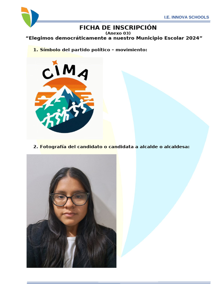 Anexo 3 - Ficha de Inscripción 2024 Cima | PDF