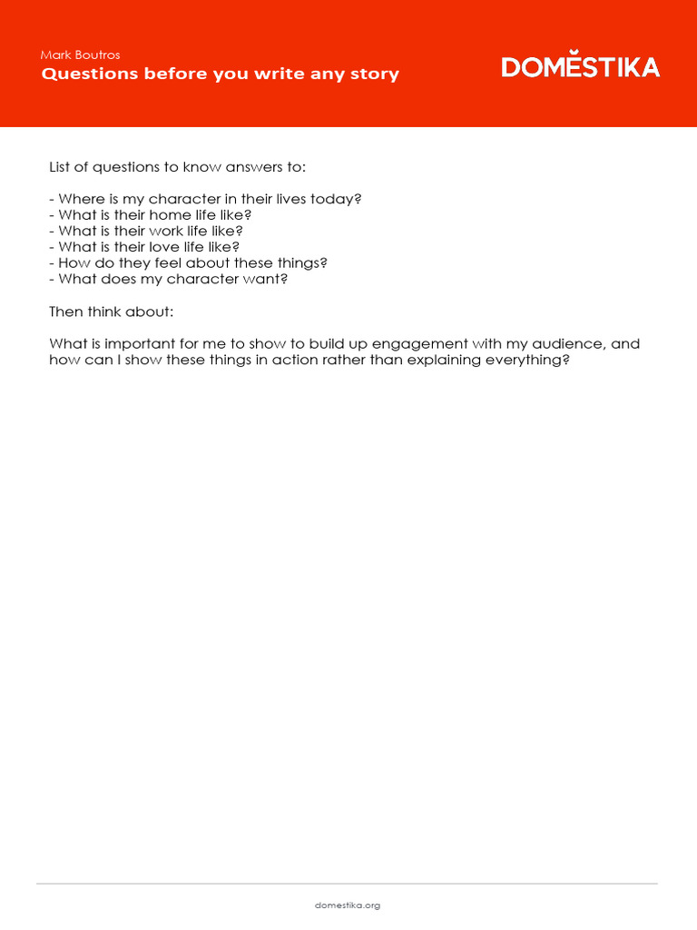 Questions Before You Write Any Story | PDF Questions Before You Write Any Story | PDF