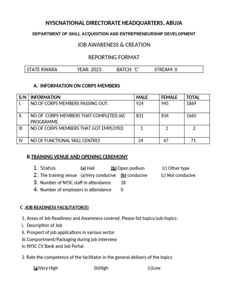Saed Jac Reporting Format - 2023 C 1 | PDF | Finance & Money Management