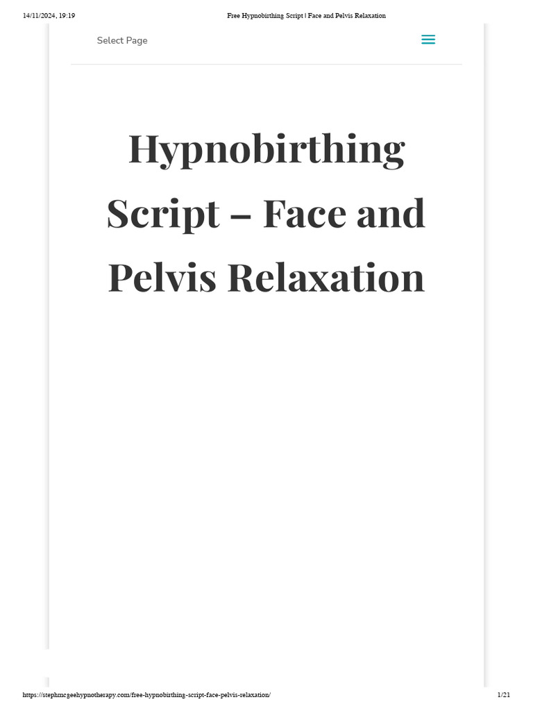 Free Hypnobirthing Script - Face and Pelvis Relaxation | PDF | Hypnotherapy | Psychology