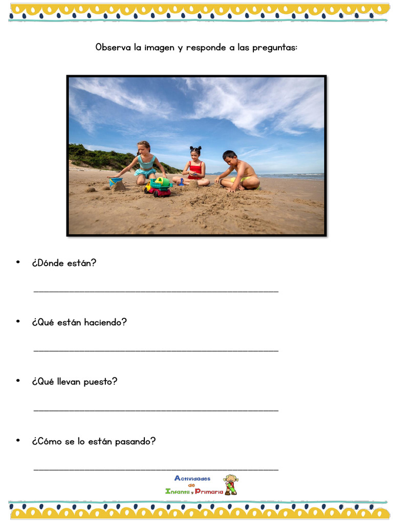 Comprension Preguntas A Partir de Una Fotografia de Verano | PDF