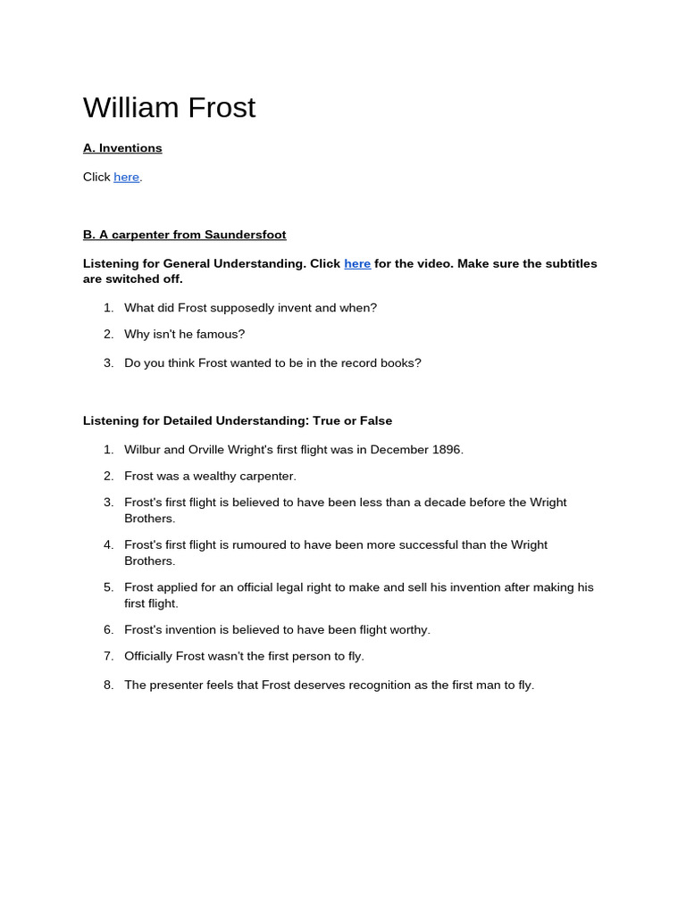 William Frost | PDF | Wright Brothers | Verb
