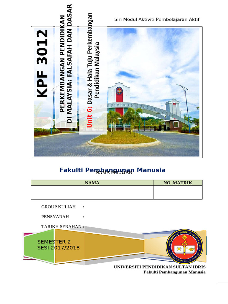 UNIT 6 Dasar & Hala Tuju Pend | PDF | Karier & Perkembangan