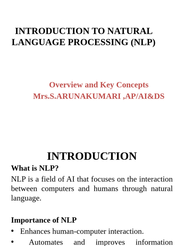 NLP Introduction Overview | PDF | Word | Semantics NLP Introduction Overview | PDF | Word | Semantics