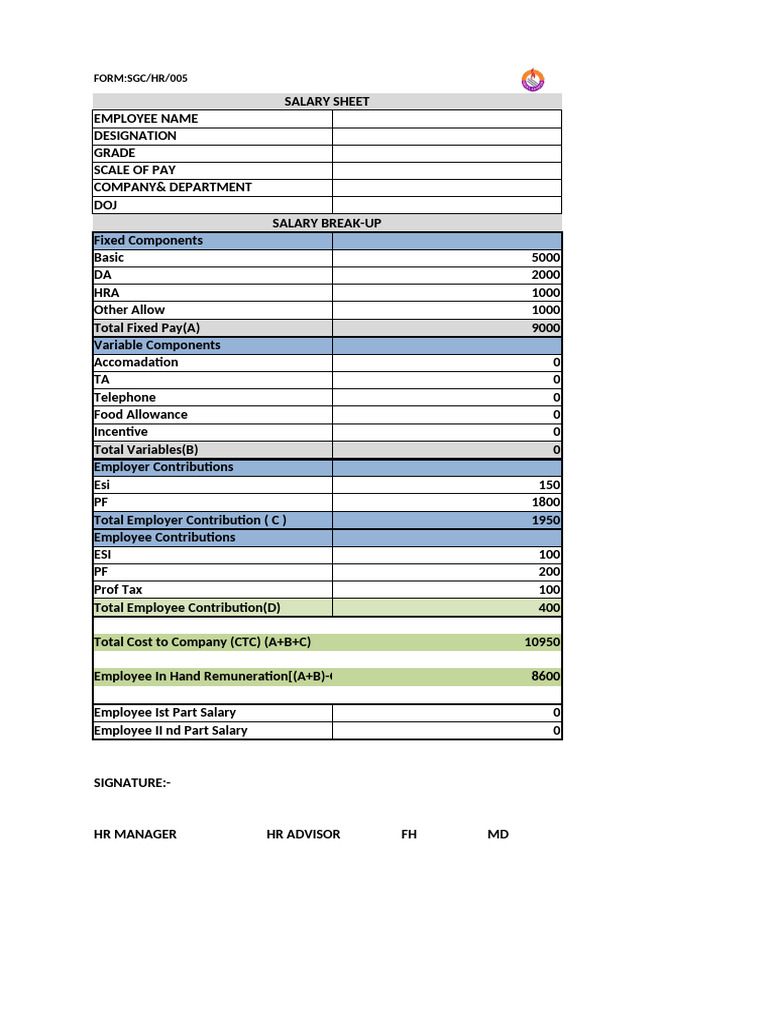 Form 005 - CTC Sheet | PDF