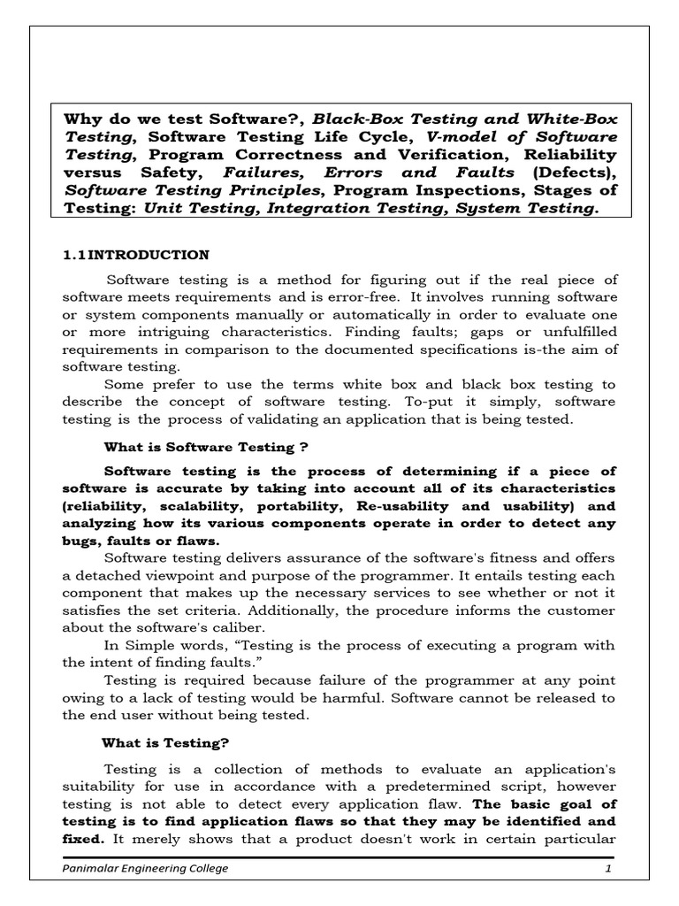 UNIT - I Notes | PDF | Software Testing | Unit Testing UNIT - I Notes | PDF | Software Testing | Unit Testing