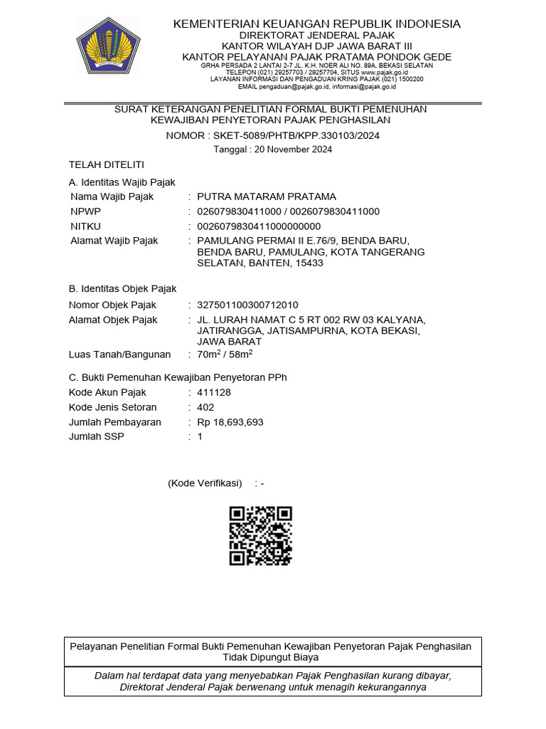 Validasi PPH Final Blok C5 Kalyana | PDF