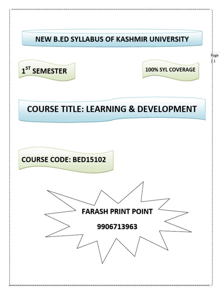 B.ed Learning & Development | PDF | Psychology | Educational Psychology