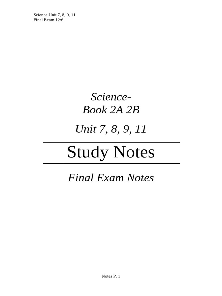 Science Final Exam Study Guide: Units 7-11 | PDF | Electric Current ...
