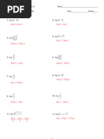 Logarithmic Formulas Sheet | PDF | Teaching Methods & Materials