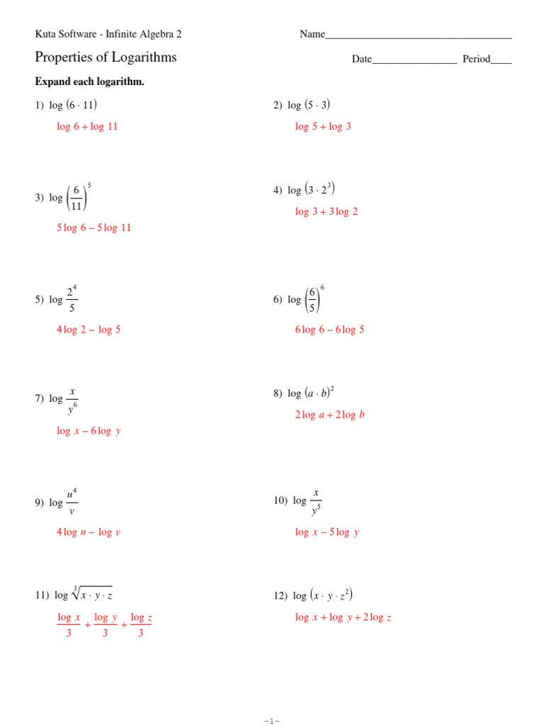 Properties of Logarithms - 3-End | PDF | Mathematics