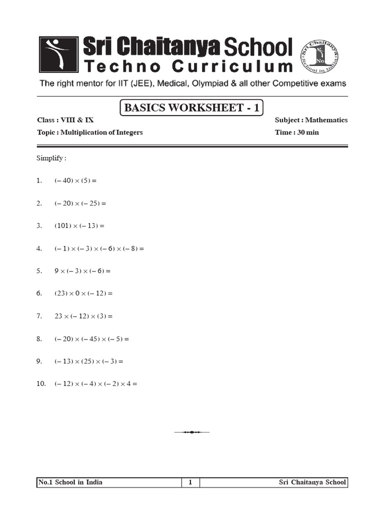 8 & 9 TH Basic Work Sheet - 1 | PDF | Teaching Methods & Materials