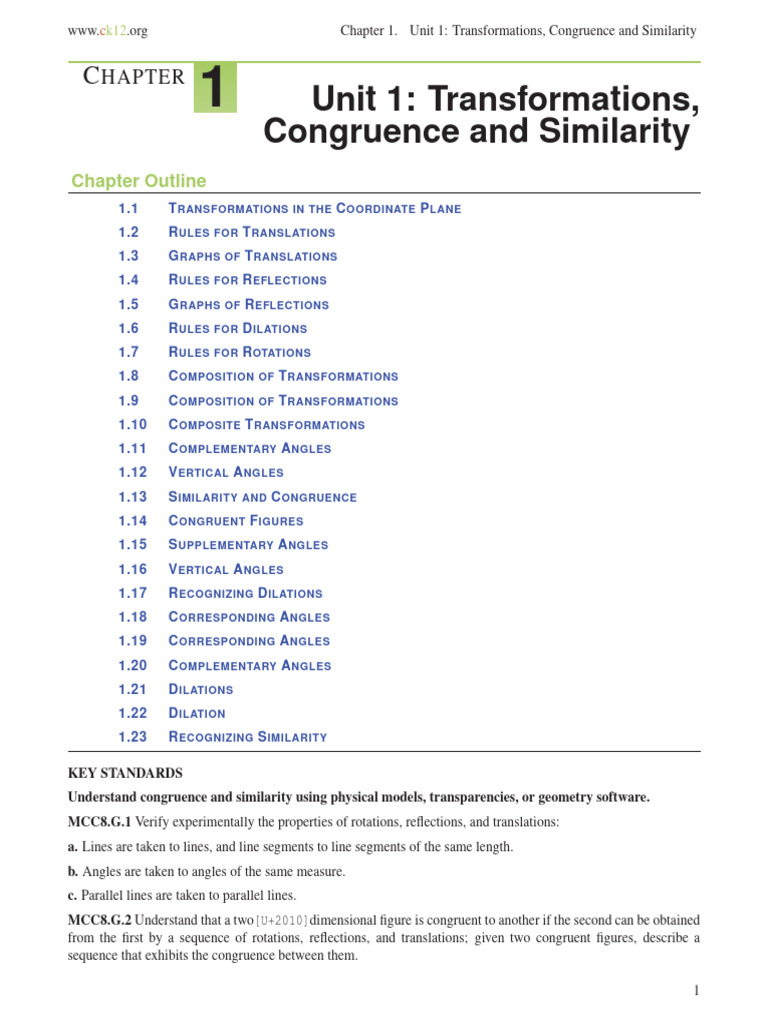 Transformations Congruence And Similarity Pdf Cartesian Coordinate