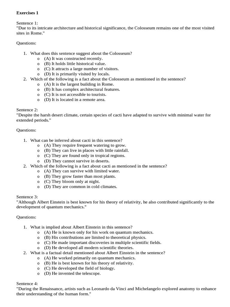 Exercises 1 - Inference and Fact | PDF | Electric Vehicle | Marie Curie