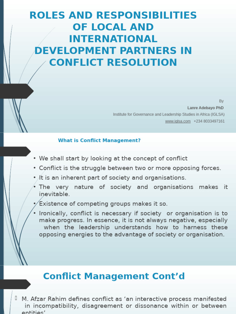 Roles and Responsibilities of Local and International Development ...
