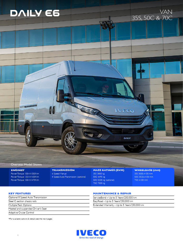 New DAILY E6 Van - Specification Sheet | PDF | Brake | Anti Lock Braking System