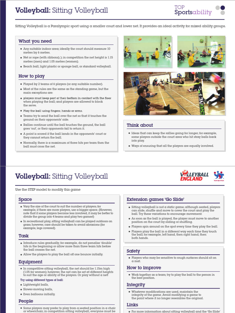 Sitting Volleyball Rules Overview | PDF | Volleyball | Team Sports
