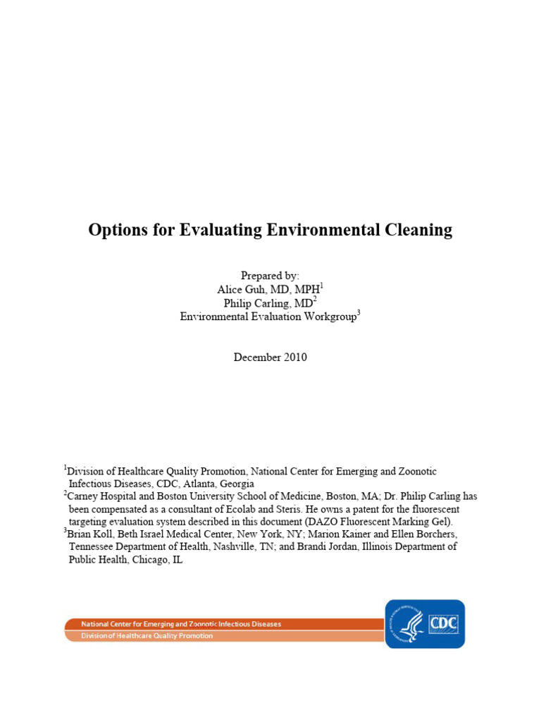 Toolkits Environmental Cleaning Evaluation 2010 P 1 | PDF | Hygiene ...