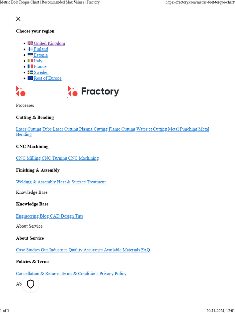 Metric Bolt Torque Chart Guide | PDF | Screw | Numerical Control