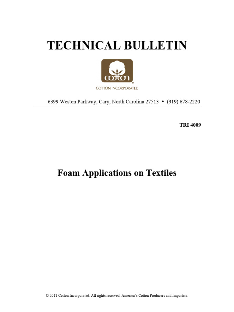 Foam Applications in Textile Processing | PDF | Textiles | Foam